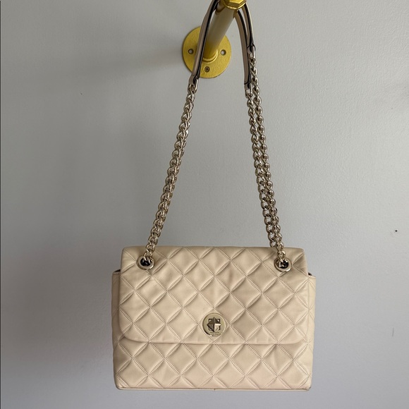 kate spade | Bags | Kate Spade Cream Quilted Turn Key Lock Pleated ...
